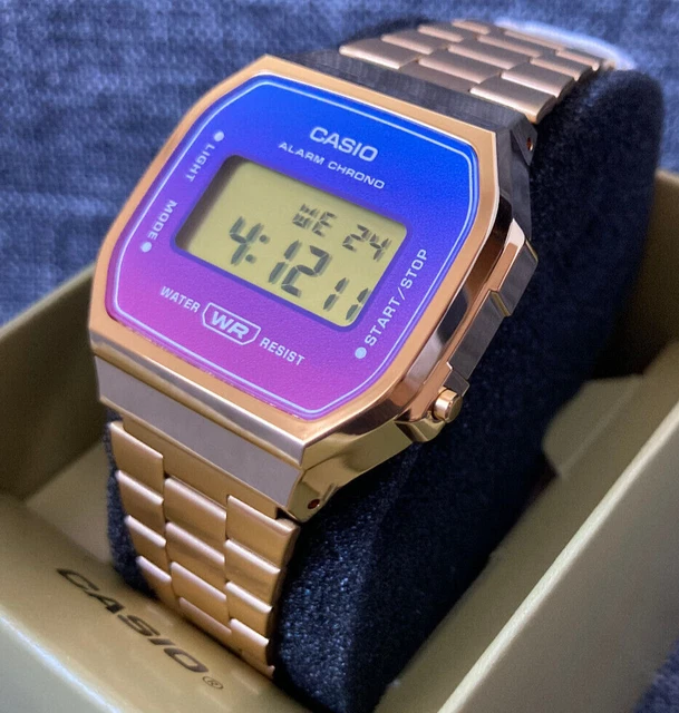 CASIO VINTAGE ICONIC A168Werg-2Aef Gold Purple Digital Alarm Wr Brand ...