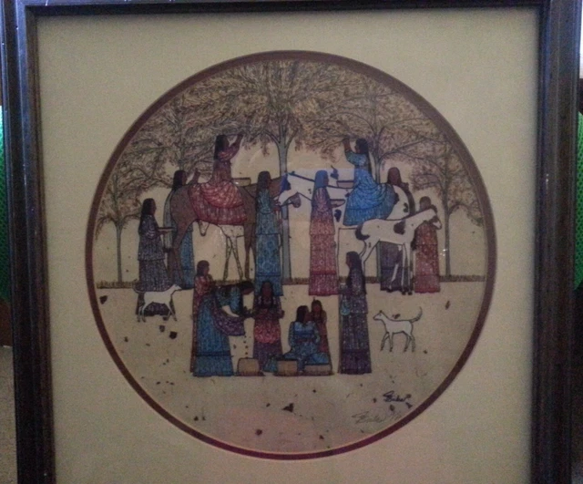 JEAN BALES IOWA Nation Artist "Women & Children Gathering Nuts" Artist ...