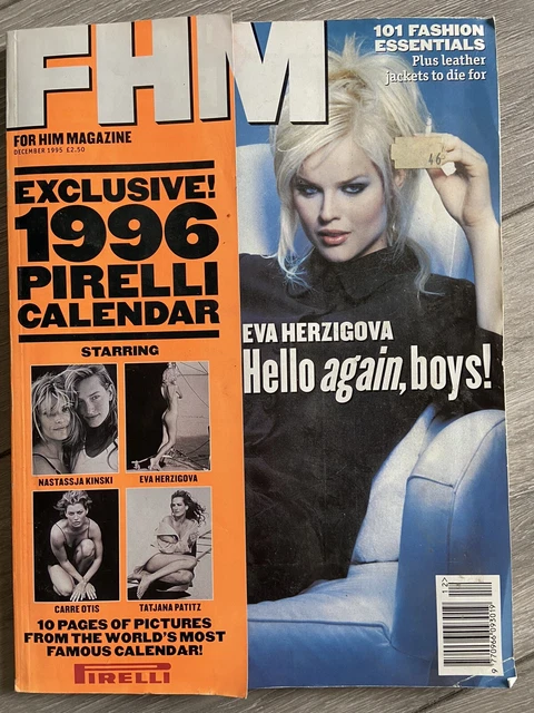 FHM MAGAZINE ISSUE 71- Dec 1995 Eva Herzigova Pirelli Calendar Feature ...