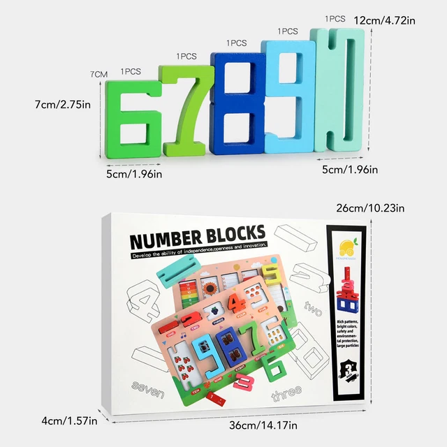 KIDS NUMBER SHAPE Math Blocks Colorful Wood Number Blocks Toy For Daily ...