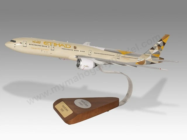 BOEING 777-300ER ETIHAD Airways Solid Mahogany Wood Airplane Desktop ...