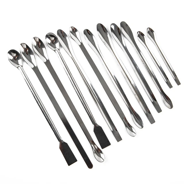 12PCS STAINLESS STEEL Lab Spoon Spatula Laboratory Sampling Spoon ...