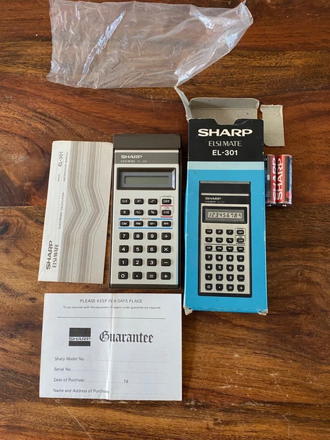 VINTAGE SHARP CALCULATOR Elsi Mate El-301 Boxed & All Paperwork Fully ...