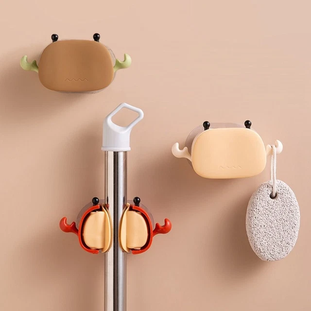 CARTOON CRAB SHAPE Crab Broom Holder Plastic Broom Storage Rack Home ...