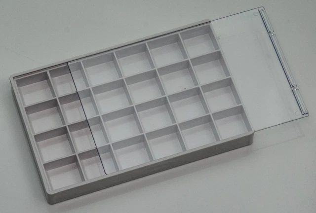 CONTAINERS PARTS STORAGE 24 dividers sliding cover plastic 7" x 5 ...