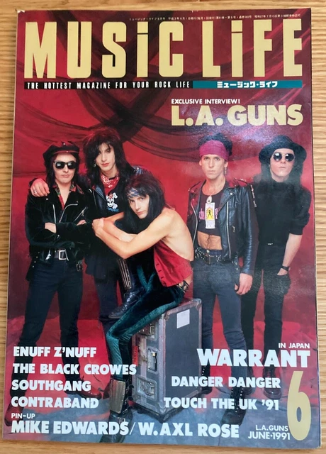 MUSIC LIFE MAGAZINE Japan 6/91 L.A. Guns, Warrant, Danger Danger, Iron ...