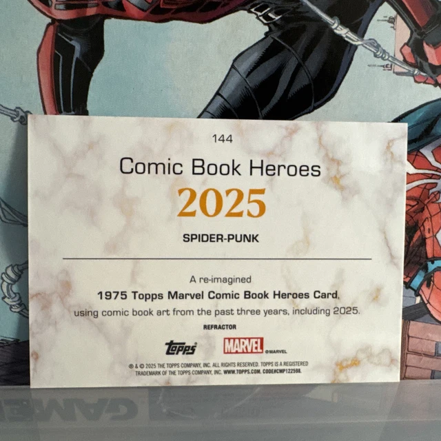 2025 TOPPS MARVEL Comic Book Heroes Spider-Punk 2025 Refractor #144 £9. ...