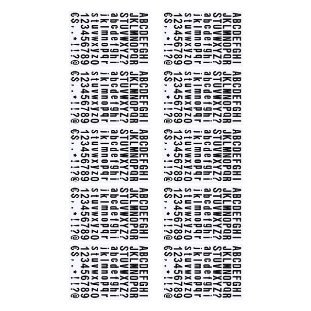 10 SHEETS/720PCS ADESIVI Alfanumerici Arredamento Numero Per Ufficio ...