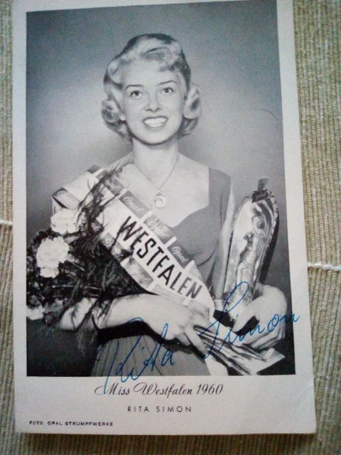 RITA SIMON, AUTOGRAMMKARTE, original signiert, Miss Westfalen 1960 EUR ...