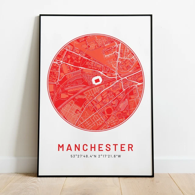 MANCHESTER UNITED OLD Trafford Map Poster Photo Art Print Man Utd ...
