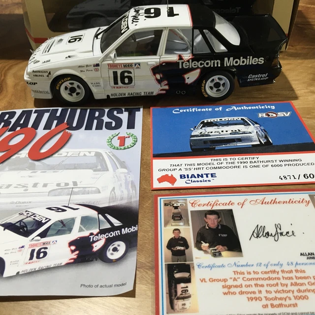 1:18 BIANTE 1990 Bathurst Winner VL Commodore Allan Grice Signed Roof ...