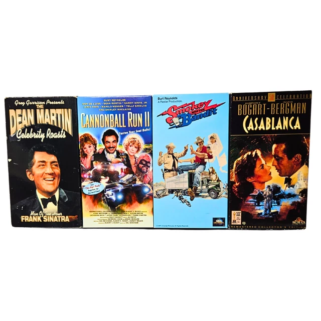 4 CLASSIC VHS Movies Smokey and the Bandit, Cannonball Run, Casablanca ...