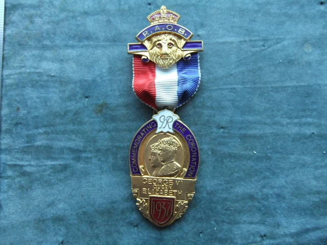MEDAL RAOB GEORGE Elizabeth Coronation 1937 jewel st marylebone lodge W ...