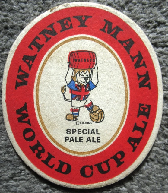WATNEY MANN 1966 World Cup Willie Ale Football Drinks Coaster / Beer ...