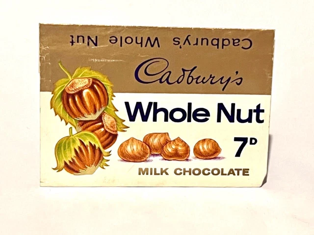 VINTAGE CADBURY WHOLE Nut 7D Chocolate Bar Candy 60S Sweet Wrapper ...
