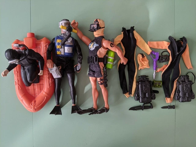 HASBRO ACTION MAN Swimmer Rotating Arms Diver Dingy Scuba underwater ...