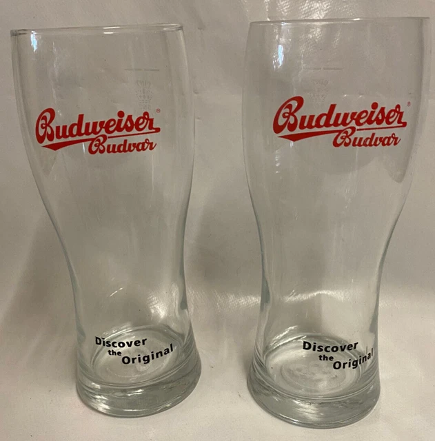BUDWEISER BUDVAR 'DISCOVER the Original' Straight One Pint Glass x 2 ...