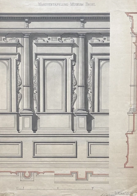 RICHARD KIRN ARCHITECTURE Historicism Gründerzeit Wall Paneling Museum Basel 13 $226.94 ...