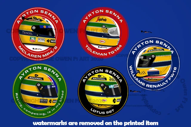 X2 AYRTON SENNA Racing F1 Circle Helmet Sticker Vinyl - Scuderia GP £3. ...