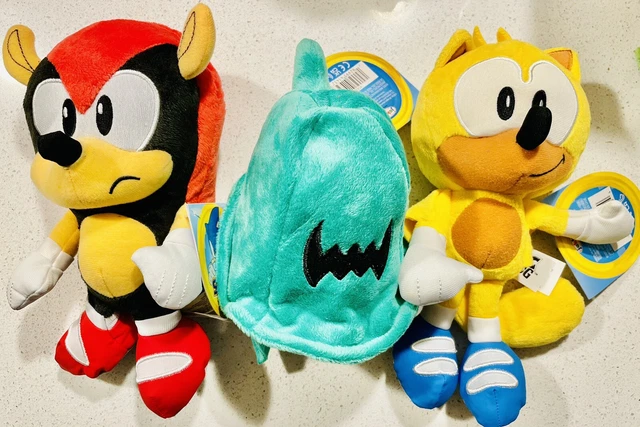 SONIC THE HEDGEHOG 9” Plush Doll Set Of 3 Jakks Jade Whisp Mighty Ray £ ...