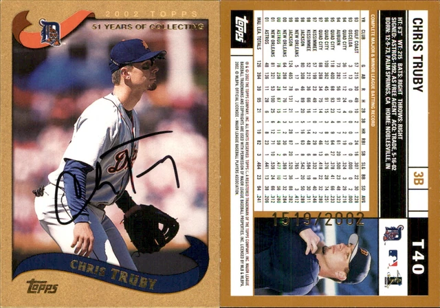 CARTE CHRIS TRUBY signée 2002 Topps Traded & Rookies #T40 Detroit ...