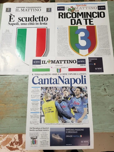 1° 3° SCUDETTO NAPOLI CAMPIONE IL MATTINO 1987 2023 POSTER Maradona ...