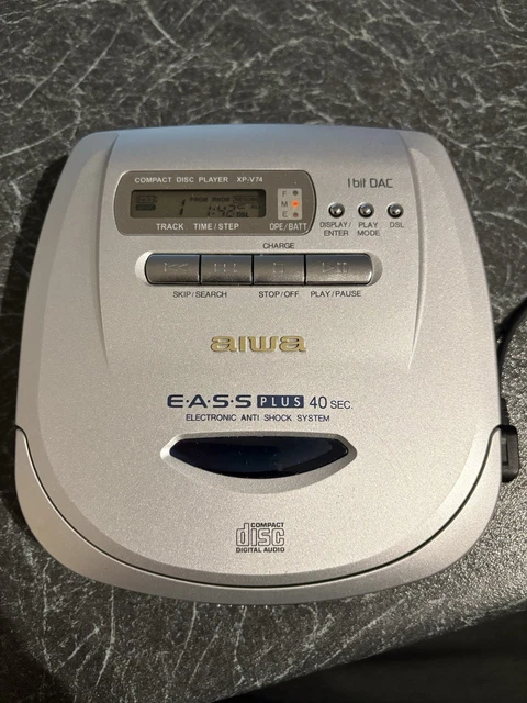 AIWA PORTABLE CD Player XP-V74 1 Bit DAC With Headphones, remote and DC ...