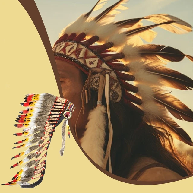 INDIAN CHIEF FEATHER Headdress Hat Headwear for Party Masquerade Fancy ...