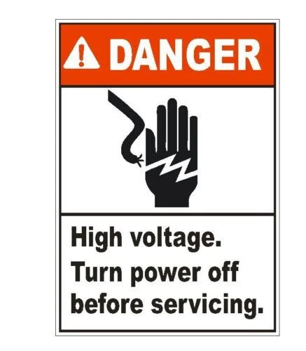 DANGER HIGH VOLTAGE Electrical Electrician Safety Sign Sticker Decal ...
