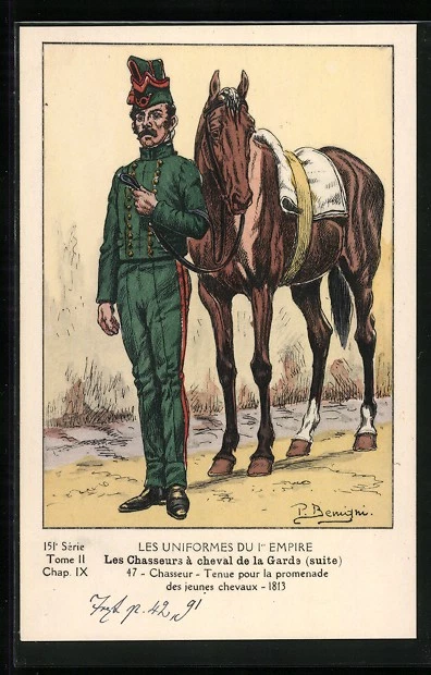 CPA LES UNIFORMES du Ier Empire, Les Chasseurs à cheval de la Garde ...