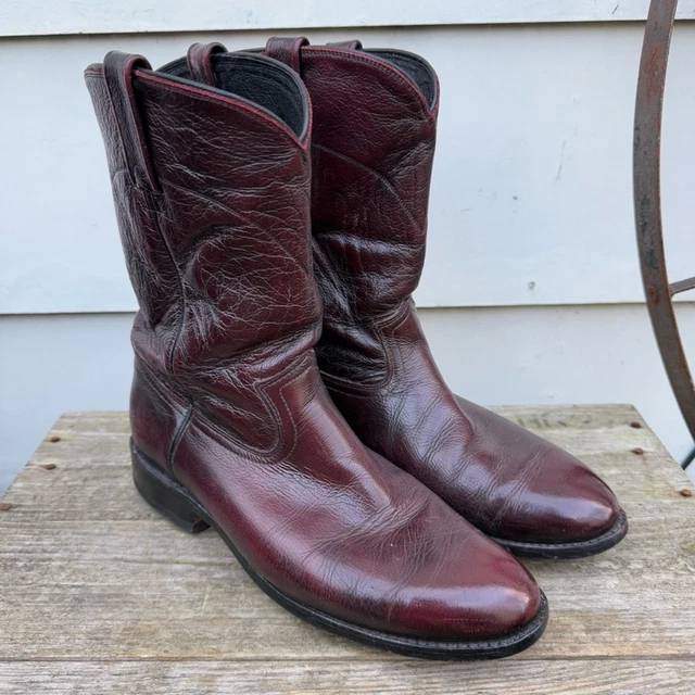 DAN POST OXBLOOD Maroon Red Leather Cowboy Western Ropers Boots 6586 9 ...