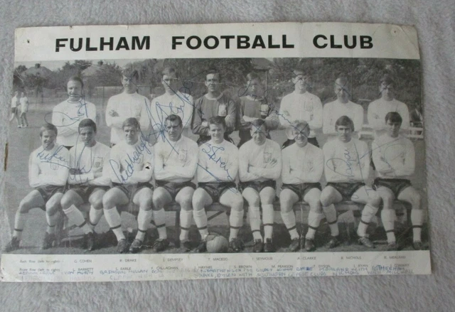 FULHAM FC TEAM Photo 1967-68 Signed by 9 Players £10.00 - PicClick UK