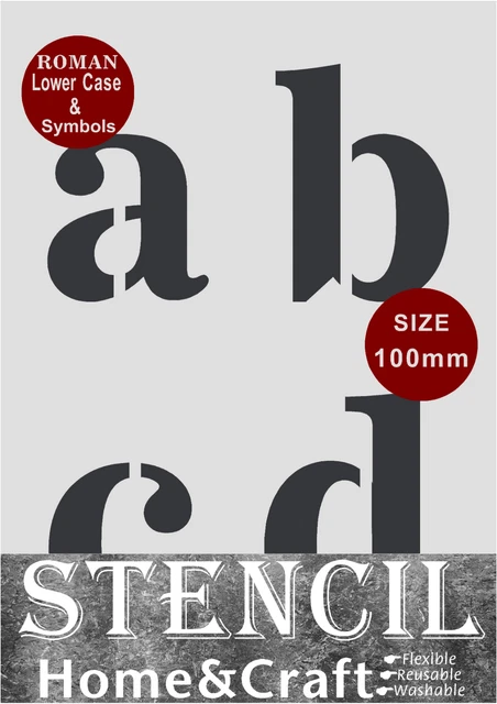 LETTER & SYMBOLS Stencils 100mm Lower Case ROMAN Style £14.99 - PicClick UK