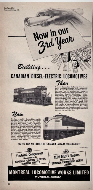 1950 MONTREAL LOCOMOTIVE Works Ltd "Building Canadian Locomotives ...