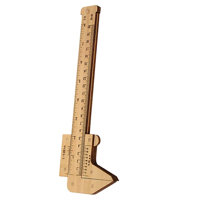 WOODEN CARVED INCH Double Scale Student Vernier Ruler Straight Office £ ...