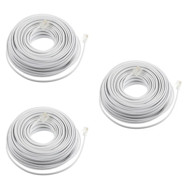3 PACK TELEPHONE Line Pvc Extension Cord 4-core Landline Cable £33.75 ...