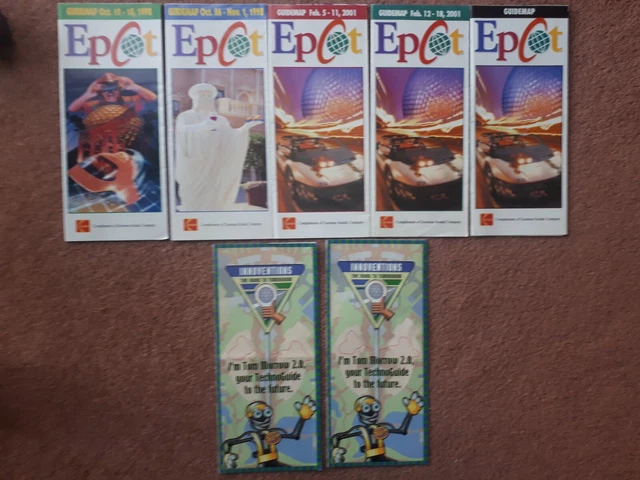 WALT DISNEY WORLD Florida Epcot Guide Maps x 7 (1998 & 2001) £1.75 ...