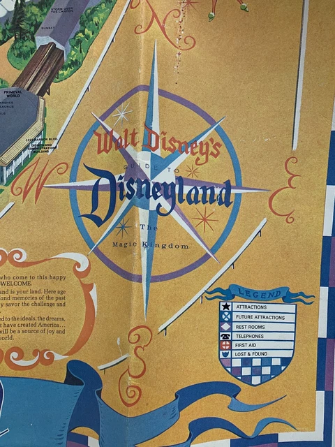 VINTAGE 1968 DISNEYLAND Theme Park Map Massive Wall Poster 45 X 30 ORIGINAL A008 £60.62 ...