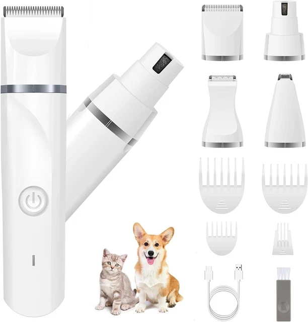 DOG CLIPPER DOG Grooming Kit with 4 Cutter Head and 4 Guide Combs, Cat ...