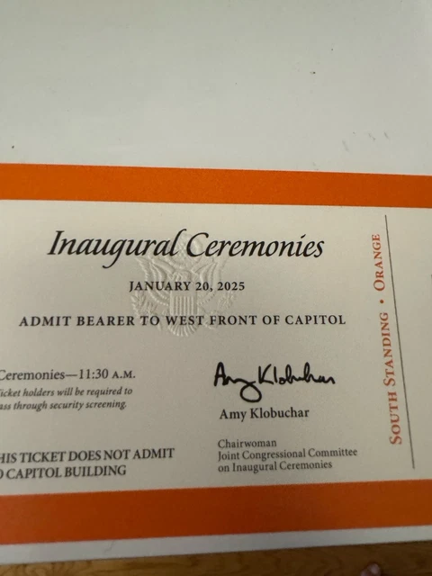 2025 DONALD TRUMP & JD Vance Inauguration Ticket - Orange Lot 2 Tickets ...