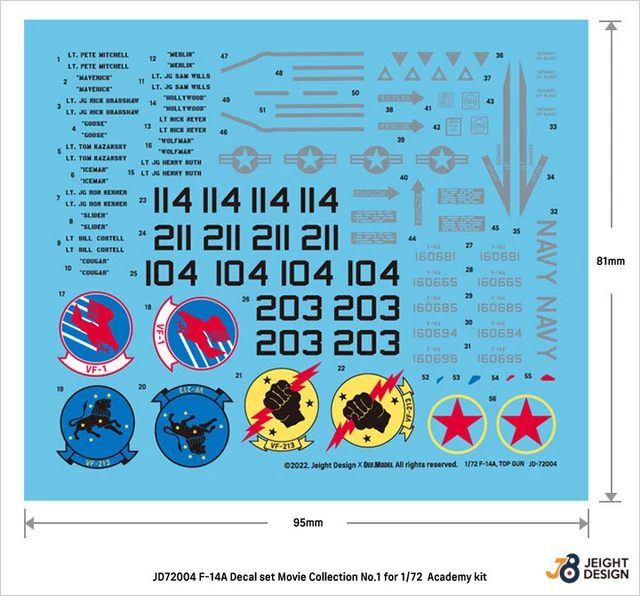 1/72 F-14 TOMCAT Decal set No.1 for Academy F-14A kit [JEIGHT Design ...