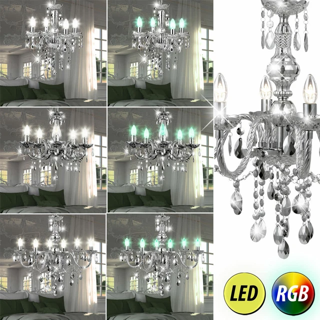 LED PLAFOND LUSTRE Chrome RGB Variateur Télécommande Ess Chambre Lampe ...