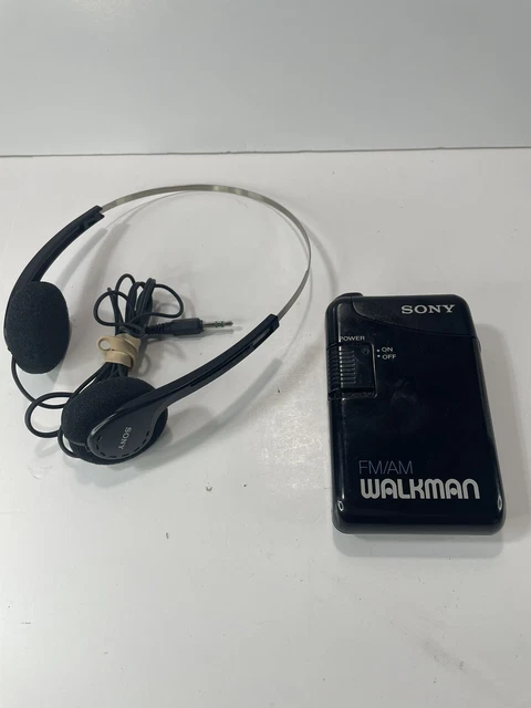 VINTAGE SONY WALKMAN SRF-29 Black Stereo AM/FM Radio And Sony MDR-006 ...