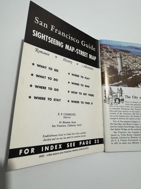 VINTAGE &WHAT TO do and See in San Francisco" With city Map Guide Book ...
