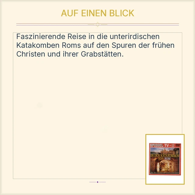 SPIEGEL TV NR. 12 - In den Katakomben von Rom DVD Dokumentation EUR 2 ...