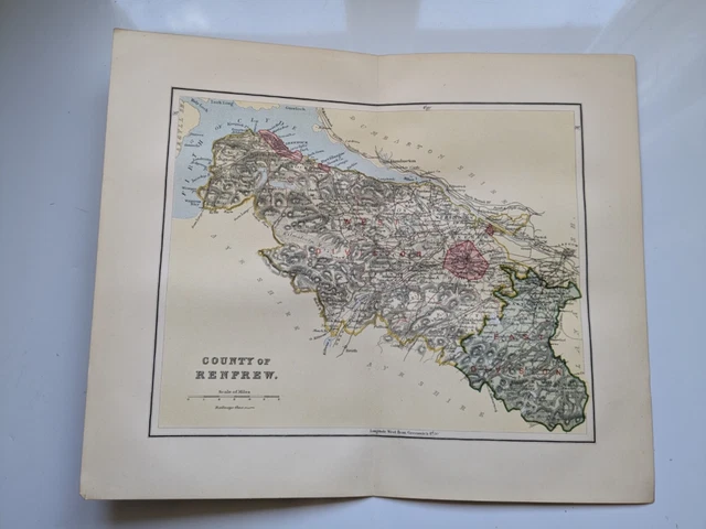 COUNTY MAP OF Renfrew Scotland c1900 vintage antique £4.00 - PicClick UK