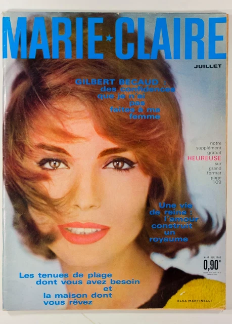 ELSA MARTINELLI GILBERT BECAUD 60s fashion MARIE CLAIRE magazine July ...