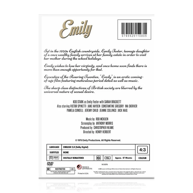 EMILY (1976) DVD Koo Stark Rod McKuen Soundtrack UK Cult Film RARE OOP £9.70 - PicClick UK