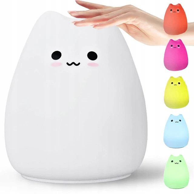 LED SILICONE NIGHT Light RGB Touch Soft Cosy Cat £31.46 - PicClick UK