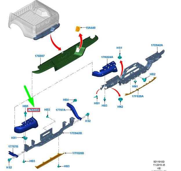 FORD RANGER T6 MK1 Rear Bumper Right Side Trim 2230959 NEW GENUINE £266 ...